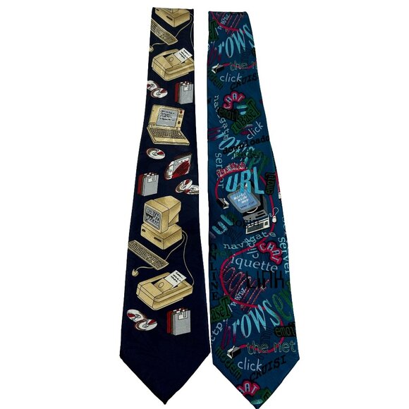 Accessories | Vintage 2 Ties Neckties Old School Technology Computers ...